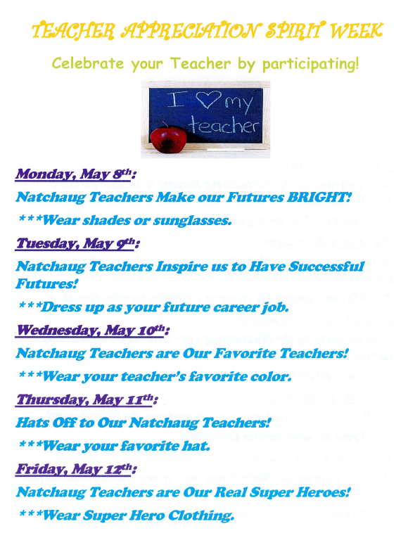 TEACHER APPRECIATION SPIRIT WEEK | Natchaug Elementary School